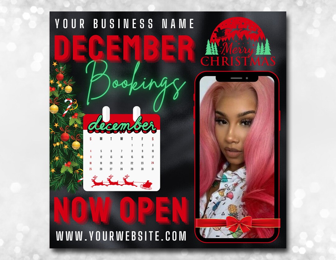December Christmas Holiday Bookings Flyer, Book Now, Appointment ...