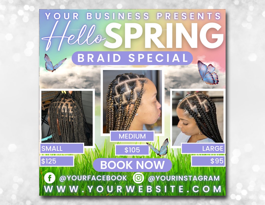 Braid Flyer, Spring Braids Flyer, April Braid Flyer, Braid Sale Flyer ...