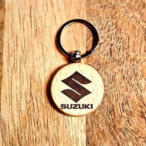 SUZUKI Wooden Key Ring Engraved With Personalized Name Double - Etsy