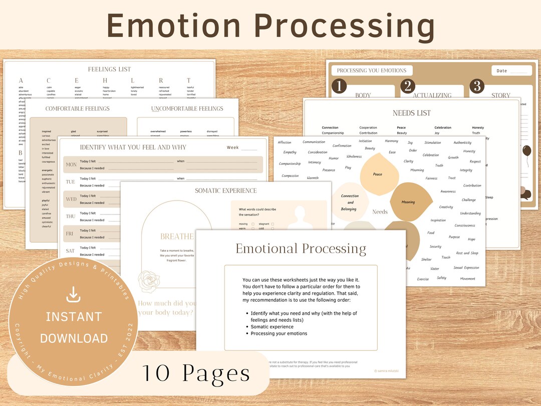 EMOTIONAL PROCESSING Worksheets | Therapy, Journaling, Counseling ...