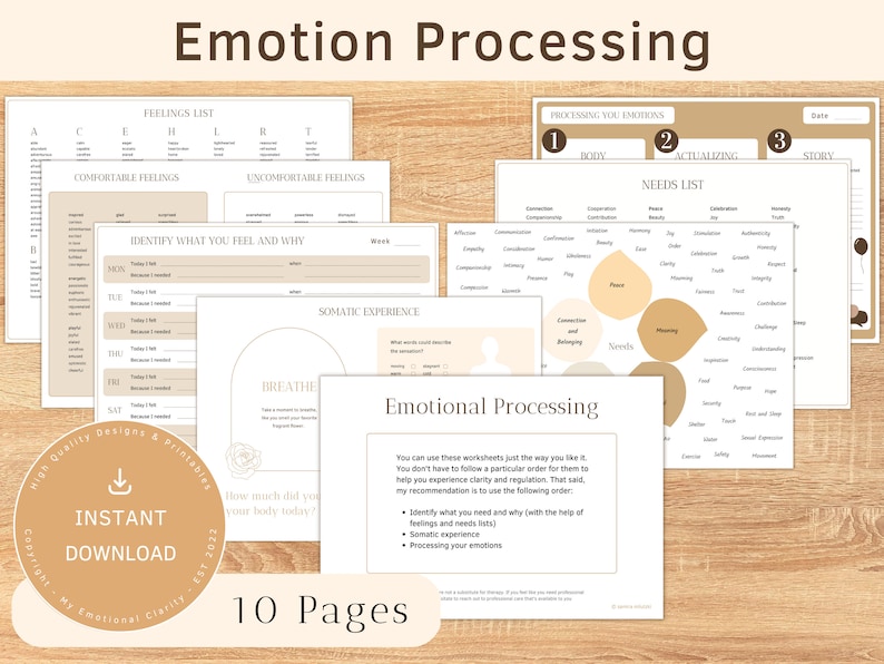 EMOTIONAL PROCESSING Worksheets Therapy, Journaling, Counseling ...