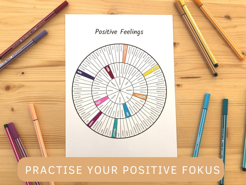 POSITIVE FEELINGS Wheel Worksheet for Positive Fokus - Etsy