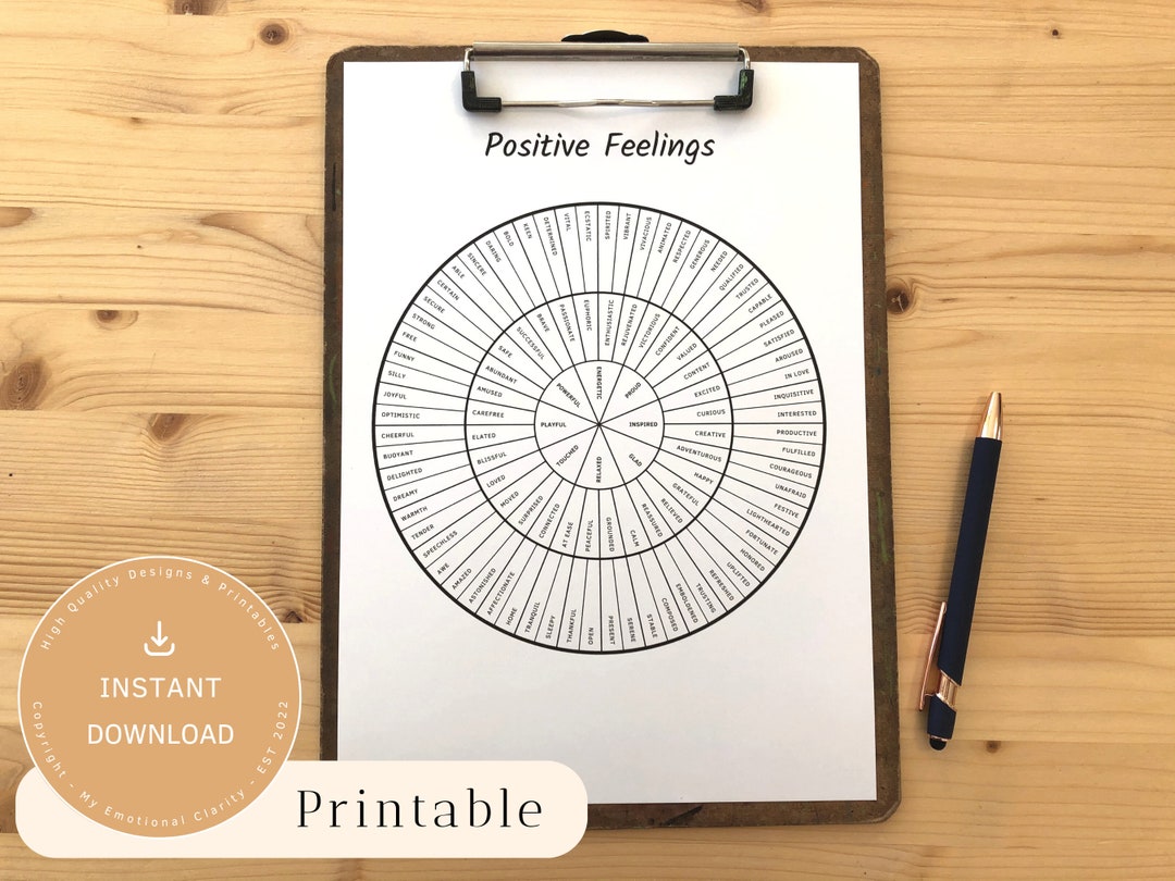 POSITIVE FEELINGS Wheel Worksheet for Positive Fokus - Etsy
