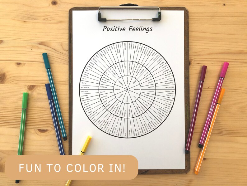 POSITIVE FEELINGS Wheel Worksheet for Positive Fokus - Etsy