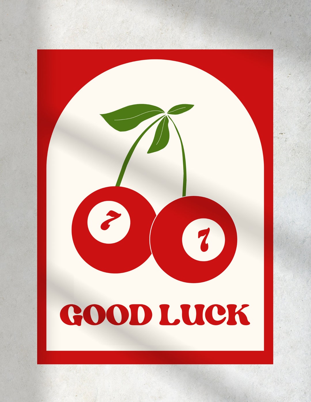 GOOD LUCK Pool Ball Cherry Poster Digital Wall Art - Etsy