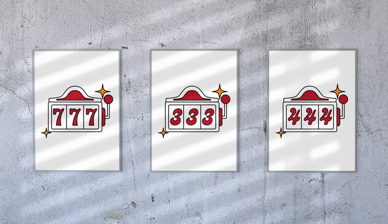 444 Angel Number Slot Machine Digital Art - Etsy