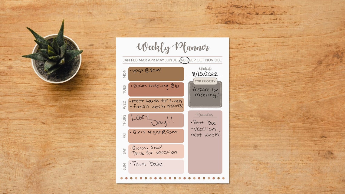 Daily and Weekly Planner, Daily Planner Bundle Download, Planner Page ...