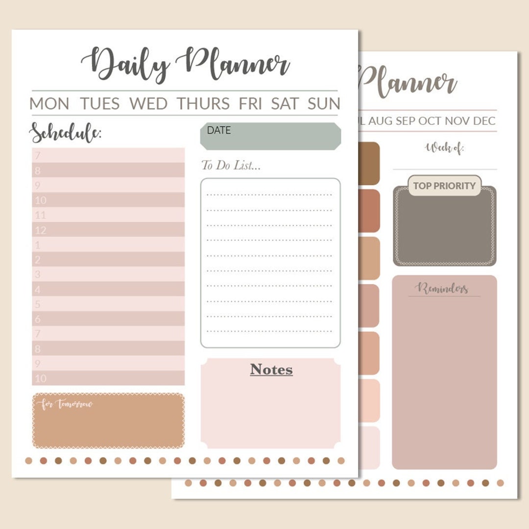 Daily and Weekly Planner, Daily Planner Bundle Download, Planner Page ...
