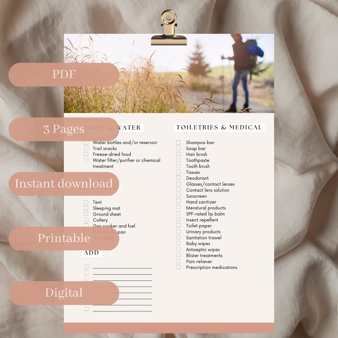 Hiking Packing List, Outdoors, Backpacking, Hiking Planner, Checklist ...
