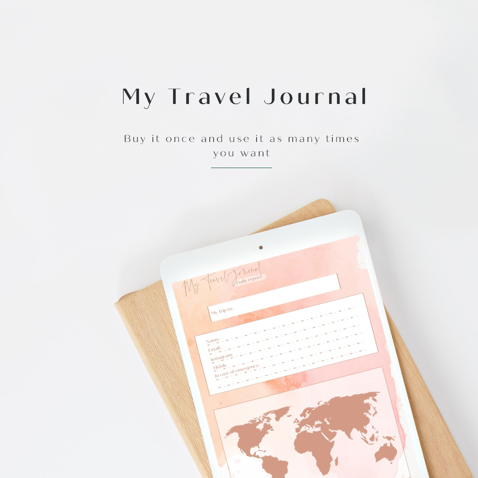 Travel Journal Printable, Journal Stencil, Travelers Notebook, Travel ...