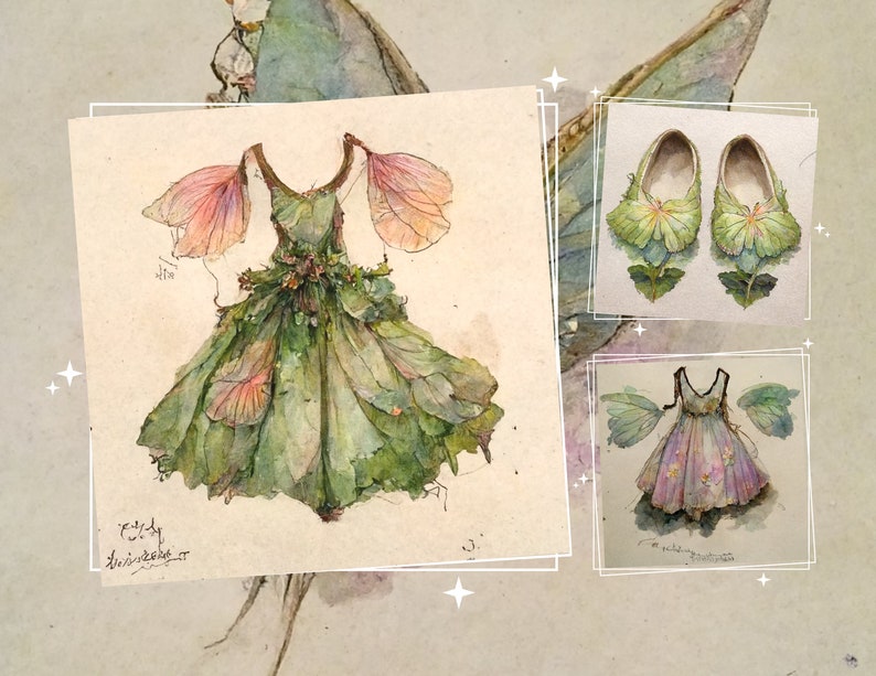 Forest Fairies Clothes Watercolor Clipart -enchanted Forest Garden Kids ...