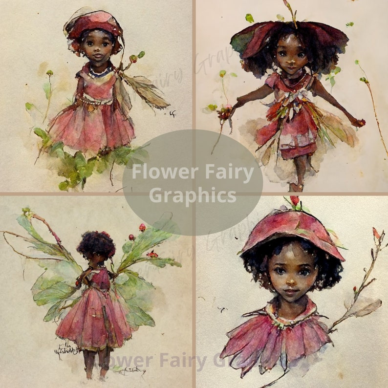 Summer Berry Fairies Watercolor Clipart, Enchanted Kid's Room Decor ...