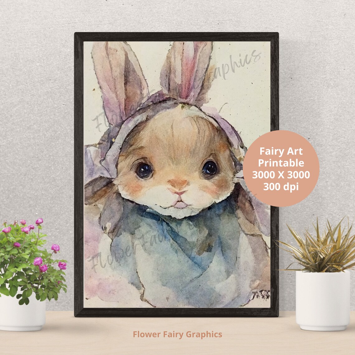 Fairies Watercolor Clipart Enchanted Forest Baby Bunny Rabbit Garden ...