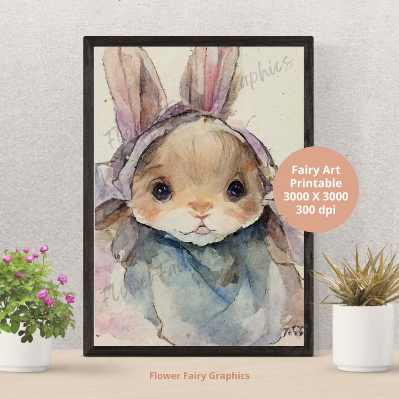 Fairies Watercolor Clipart Enchanted Forest Baby Bunny Rabbit Garden ...