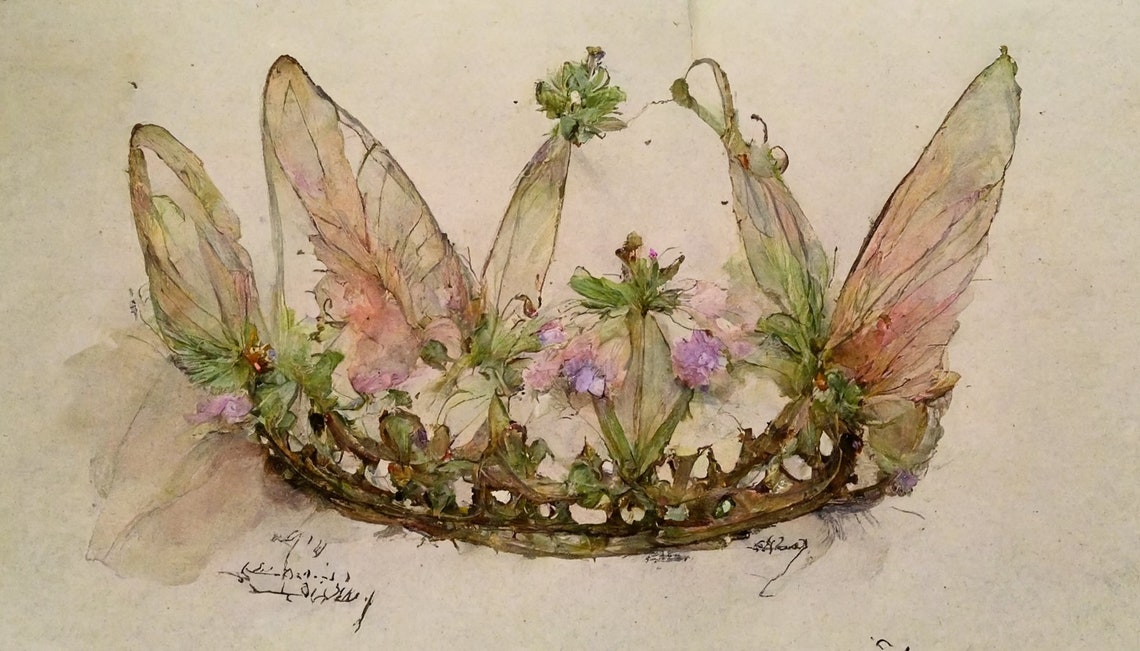 Fairy Crown Art, Watercolor Flower Realm Print (digital Download) - Etsy