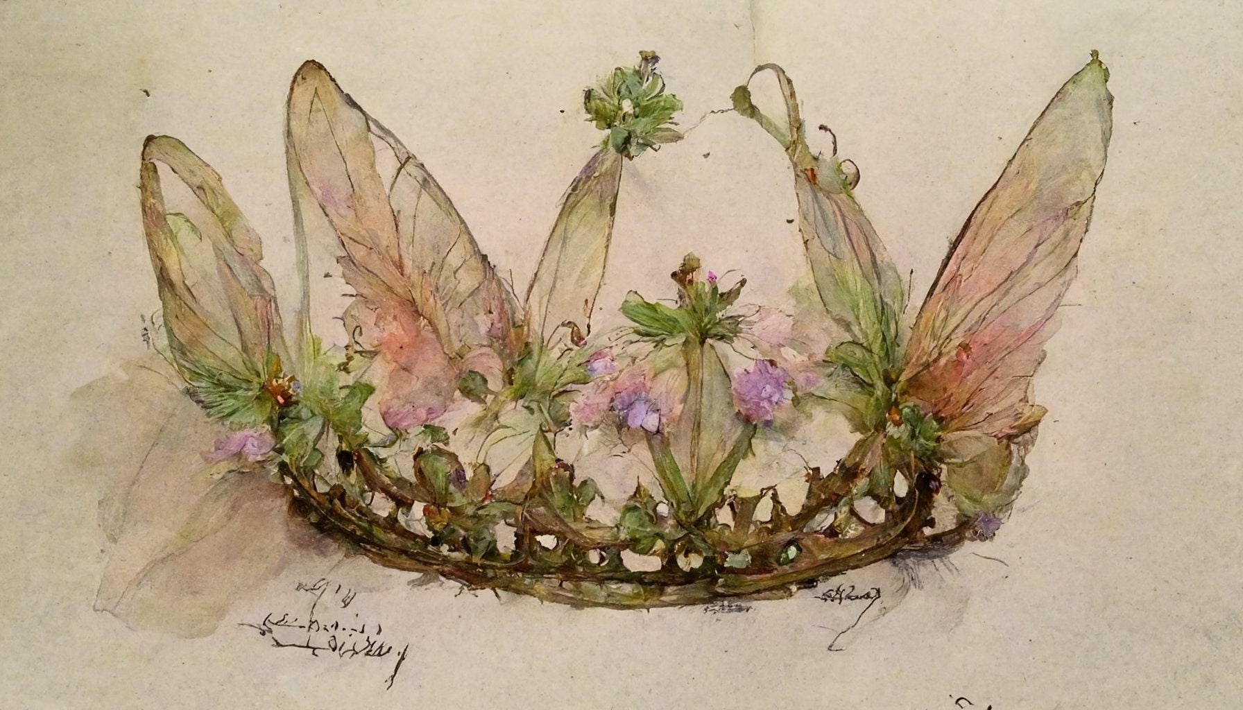 Fairy Crown Art, Wall Art Watercolor Digital Print - Enchanted Garden ...