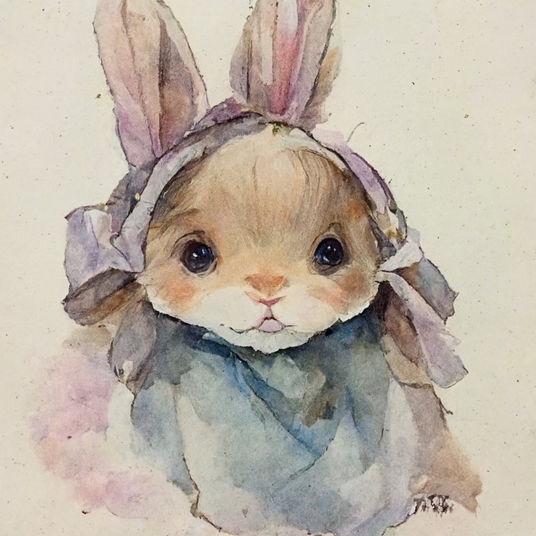 Fairies Watercolor Clipart- Enchanted Forest Baby Bunny Rabbit Garden ...