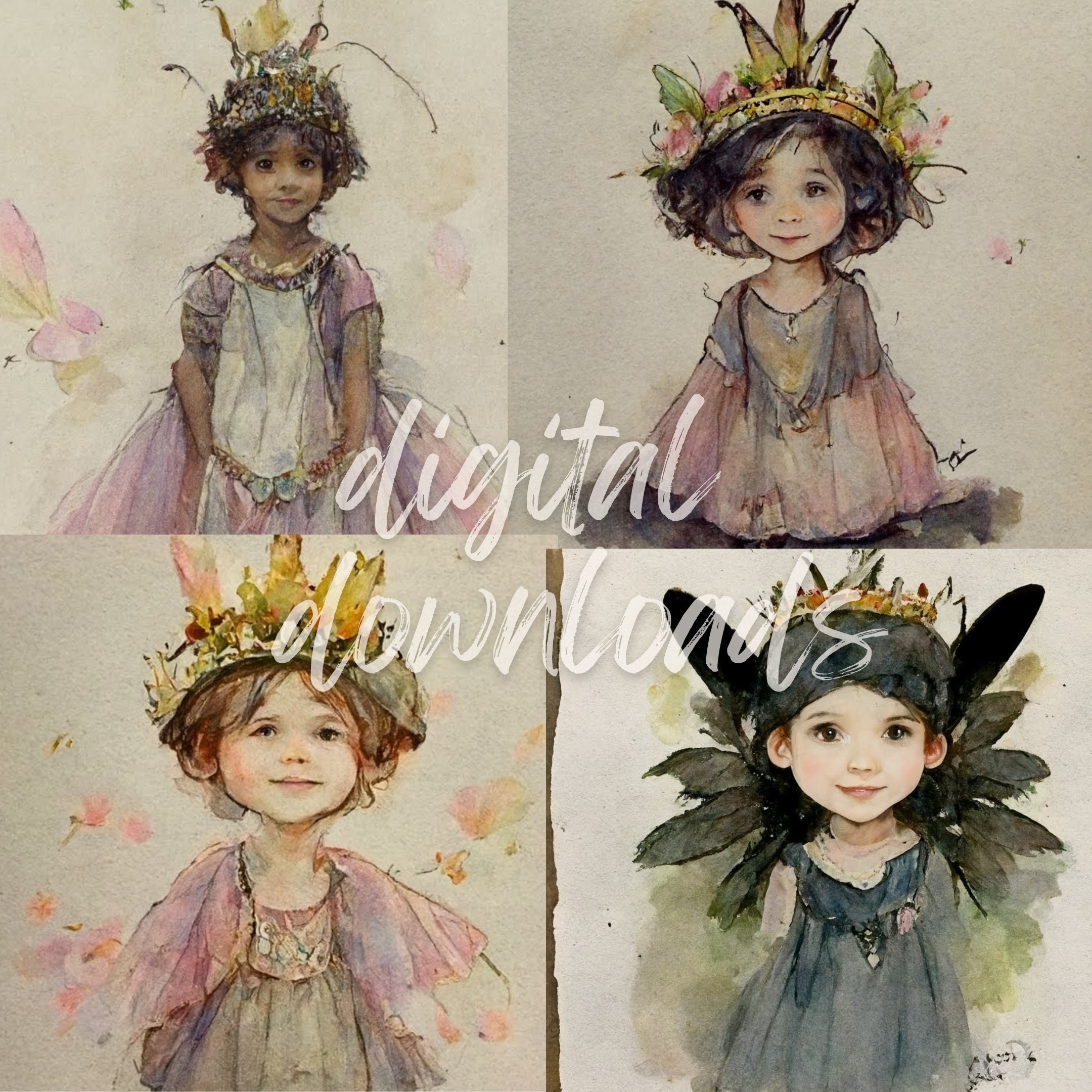 Fairy Queen Watercolor Printables Elves Gnomes Princess - Etsy