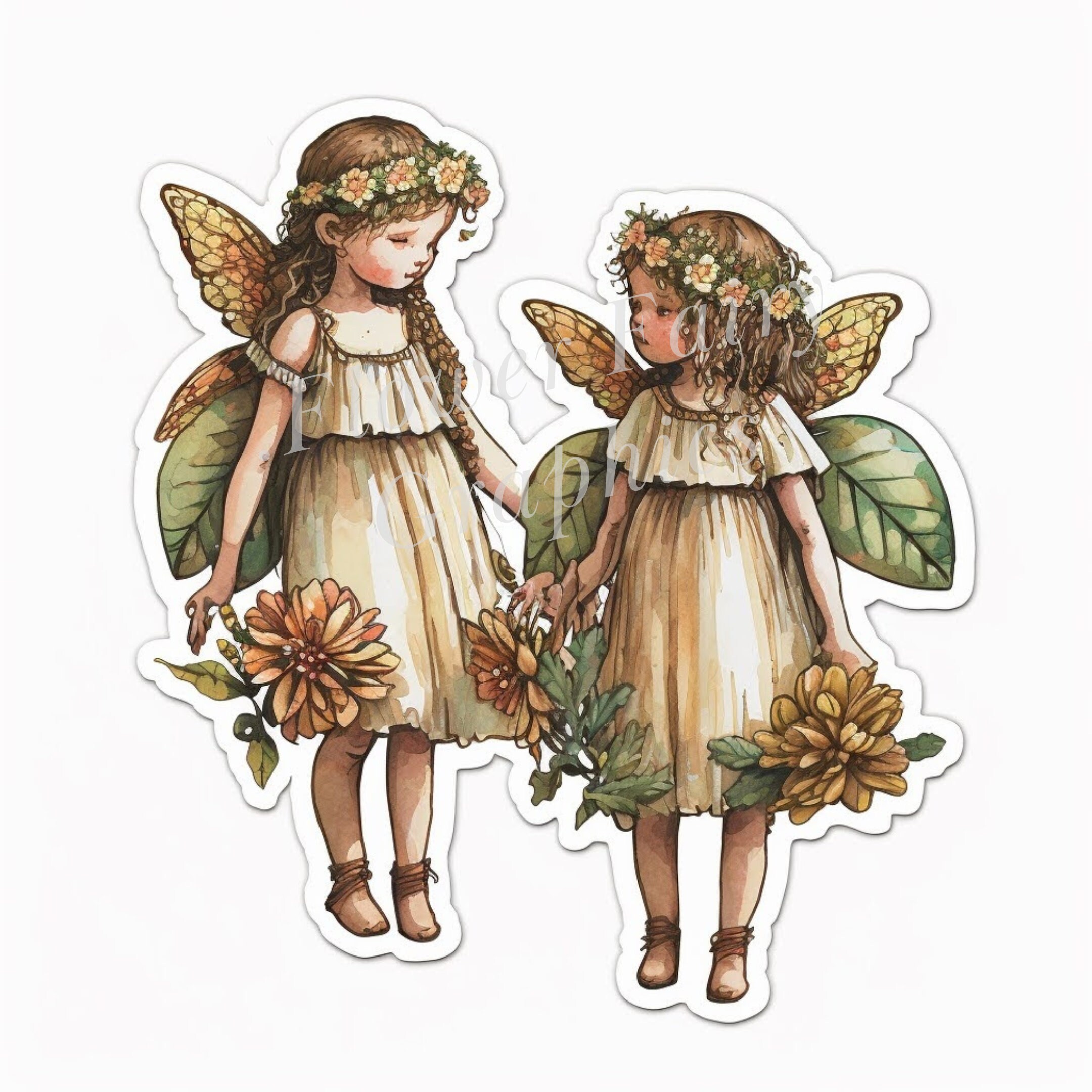 Flower Fairy Stickers Watercolor Clipart Printable Junk Journal, Art ...