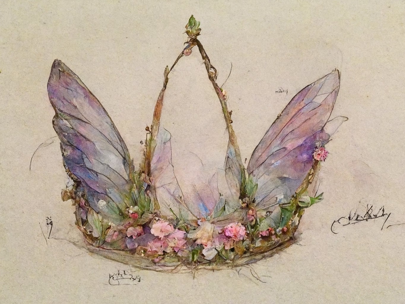 Fairy Crown Art, Wall Art Watercolor Digital Print - Enchanted Garden ...