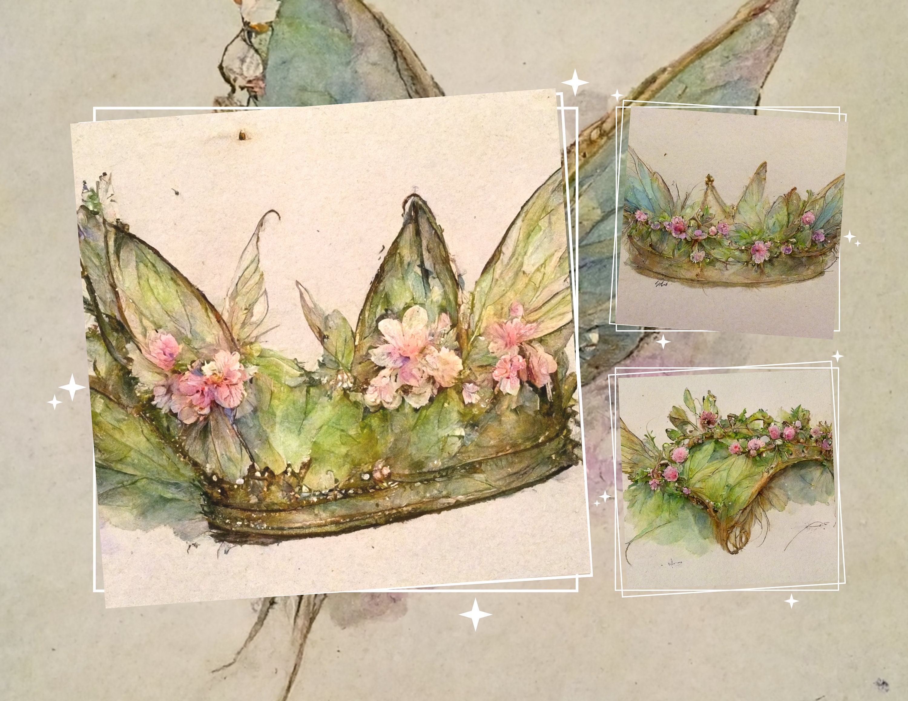 Fairy Princess Tiara Art, Watercolor Digital Print -enchanted Forest ...
