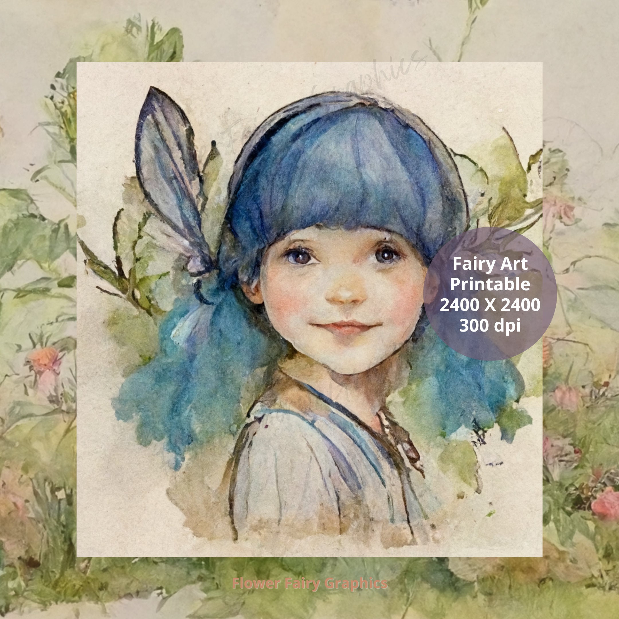 Forest Bluebell Flower Fairy Watercolor Clipart, Enchanted Kid's Room ...