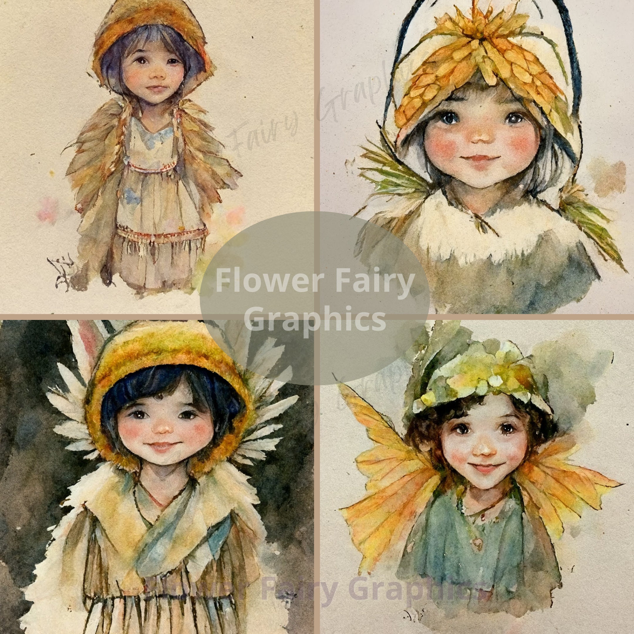Winter Wheat Fairies Watercolor Clipart, Ephemera, Enchanted Kid's Room ...