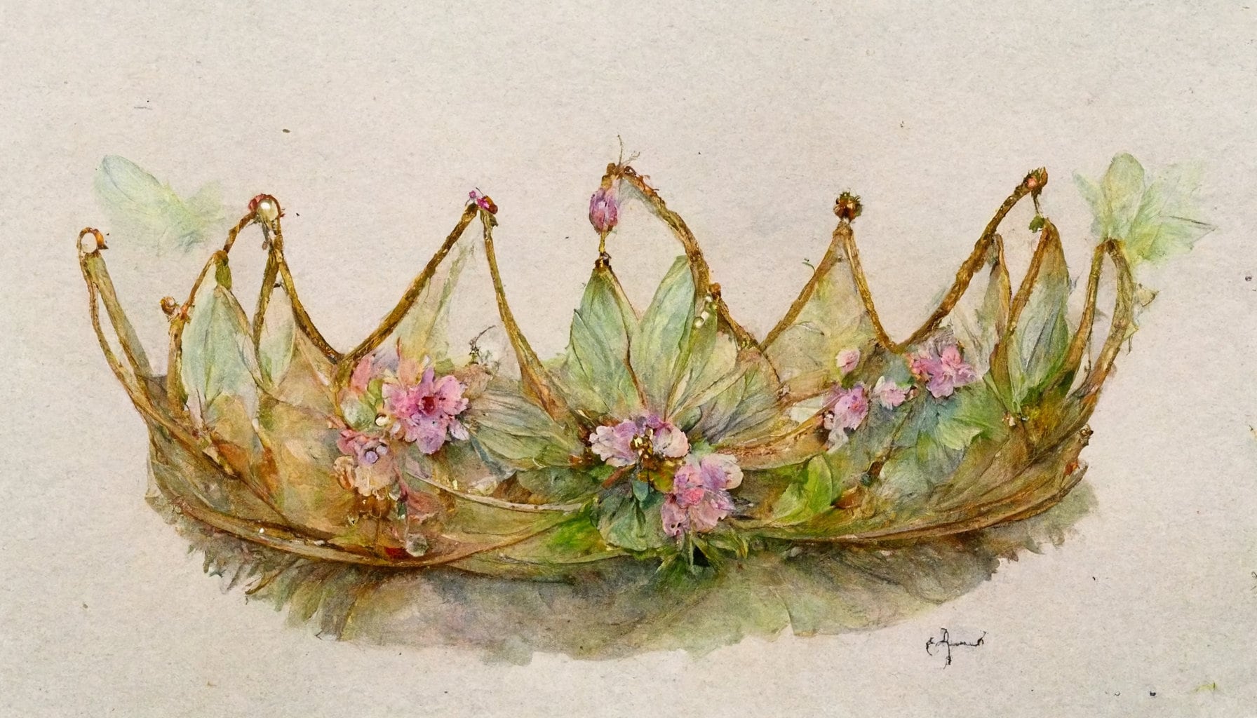 Fairy Crown Art, Wall Art Watercolor Digital Print - Enchanted Garden ...