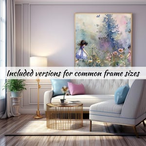 Enchanted Moments Whimsical Watercolor Scene of Girls in Flowing ...