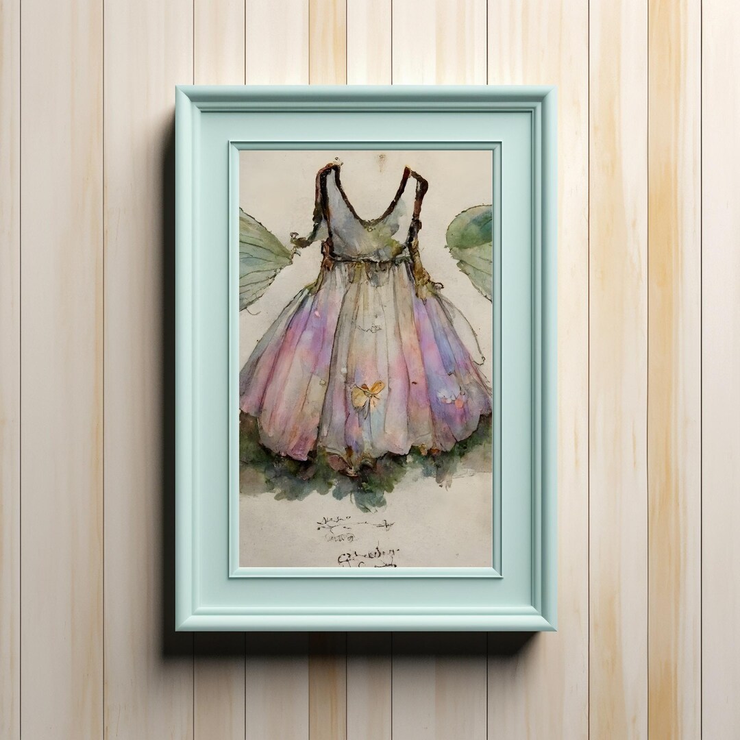 Ethereal Fairy Dress Watercolor Art Print – Whimsical Pastels (digital ...