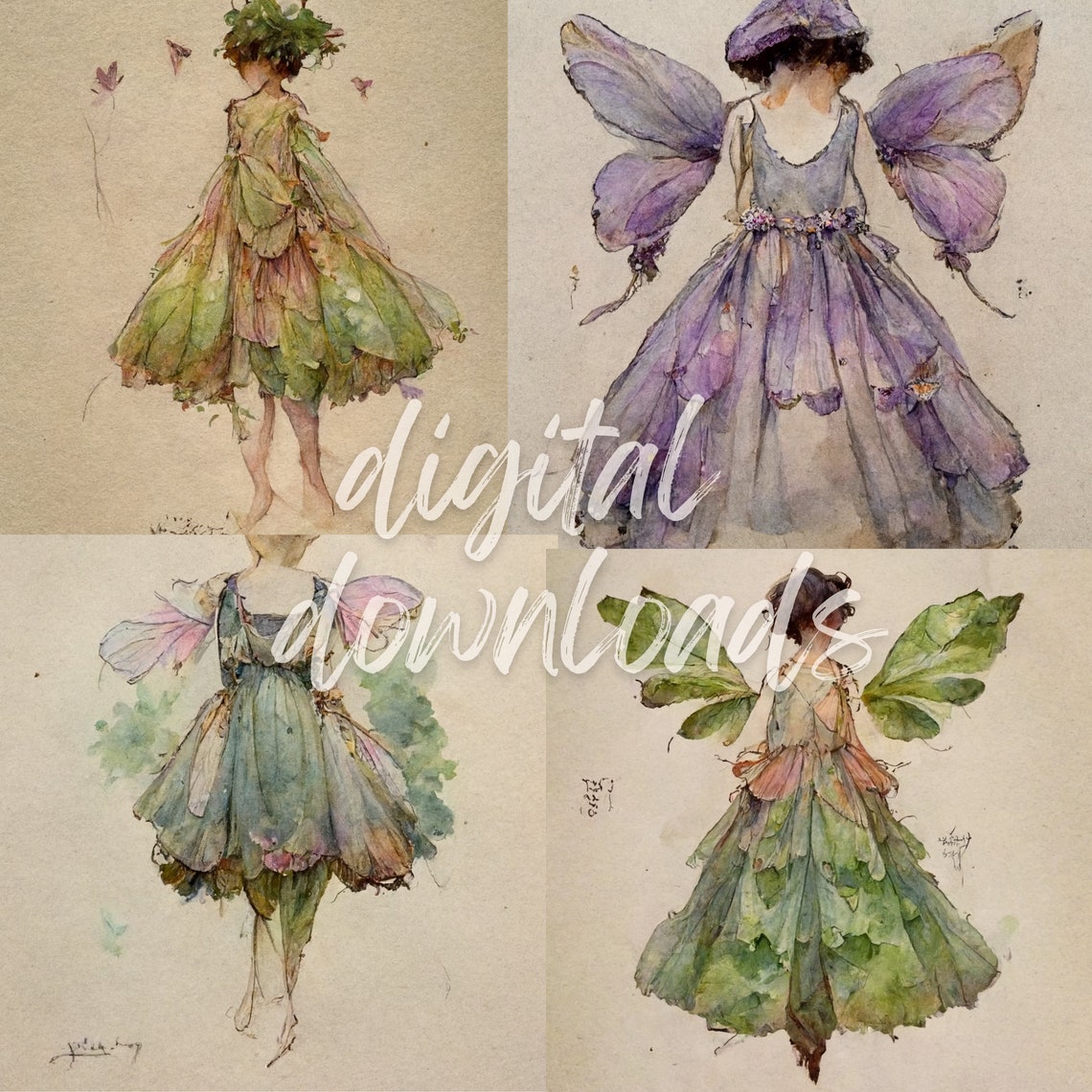 Flower Fairies Princess Watercolor Clipart Garden Forest Kids - Etsy