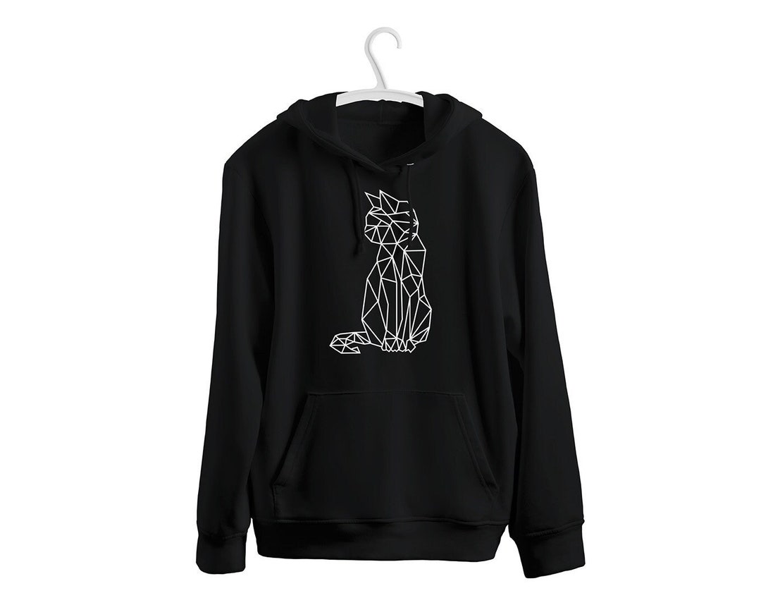 Geometric Cat Hoodie • Cat Spirit Animal Sweatshirt • Gift for Cat Moms ...