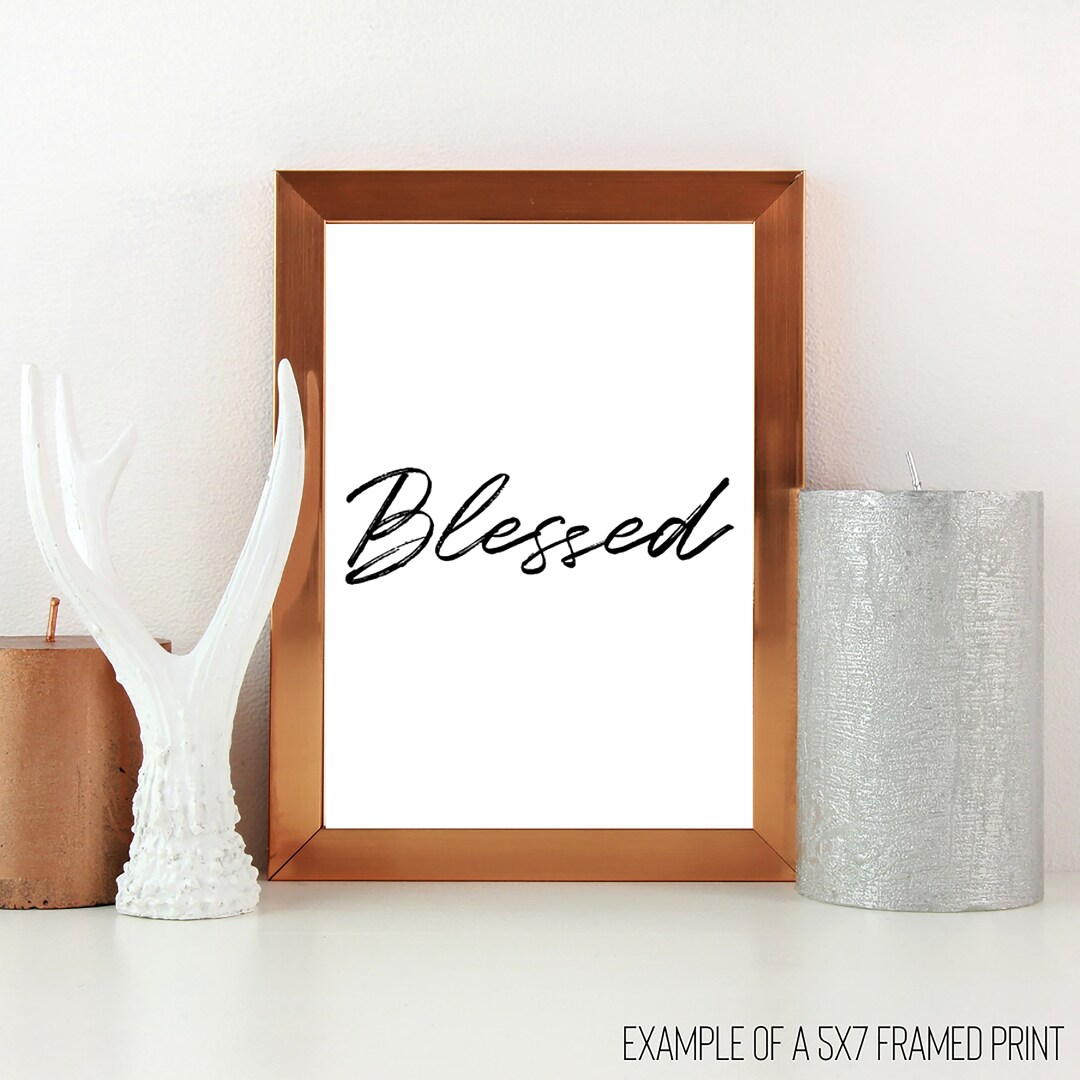 Printable Art "blessed" Digital Print, Office Decor, Minimalist Poster, Typography Print, Wall ...