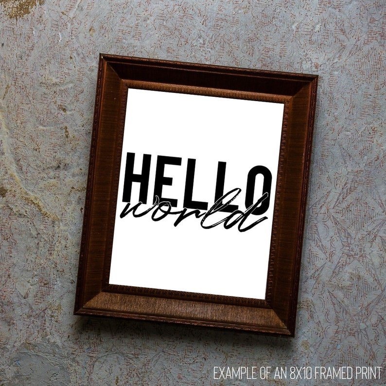 Printable Art "hello World" Digital Print, Office Decor, Minimalist ...