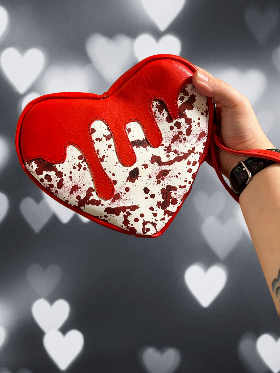 Heart Bag, Heart Clutch, Valloween, Heart Bloodspatter Purse Bag - Etsy