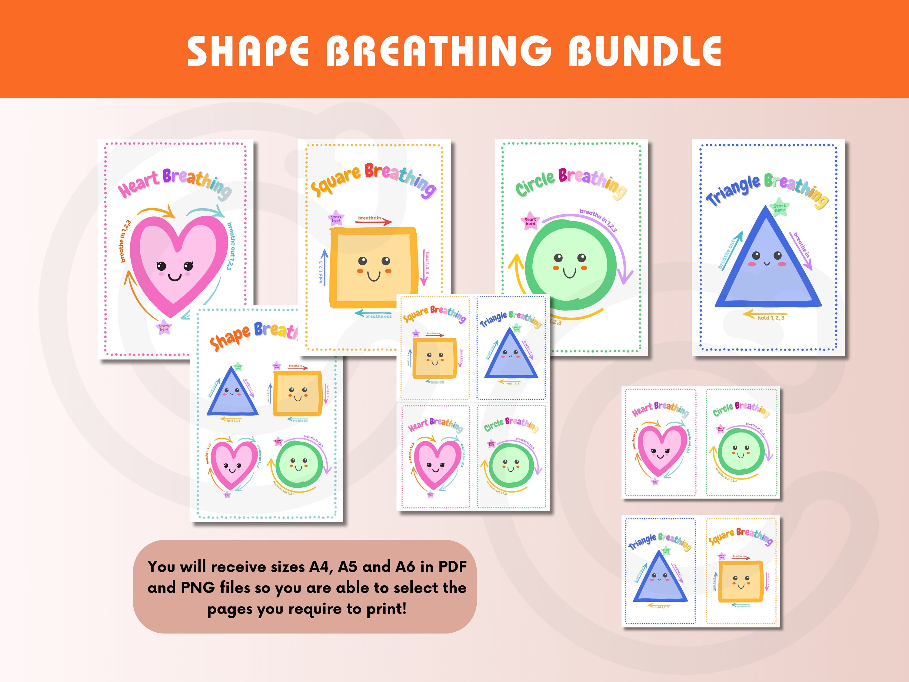 Shape Breathing Exercises Bundle, Kids Mindfulness Activities, Calm ...