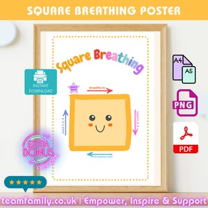Square Breathing Exercise Grounding Technique Poster for Children ...