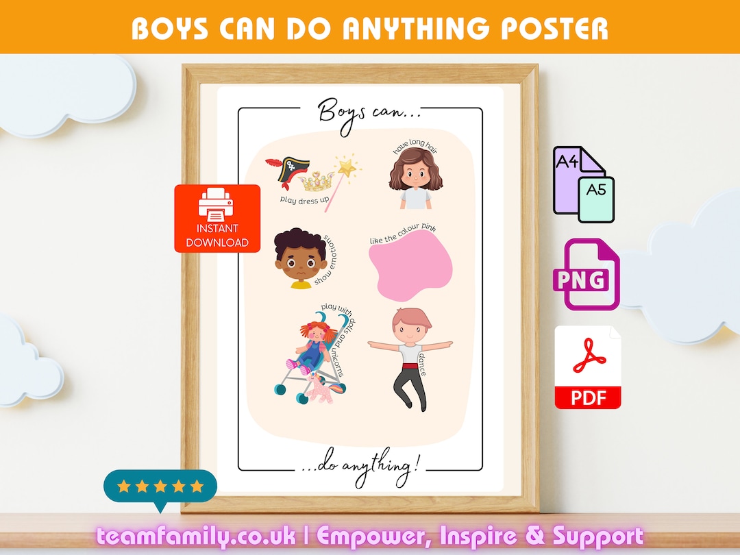 Boys Can Do Anything Poster, Kids Wall Art, Classroom Decor, - Etsy