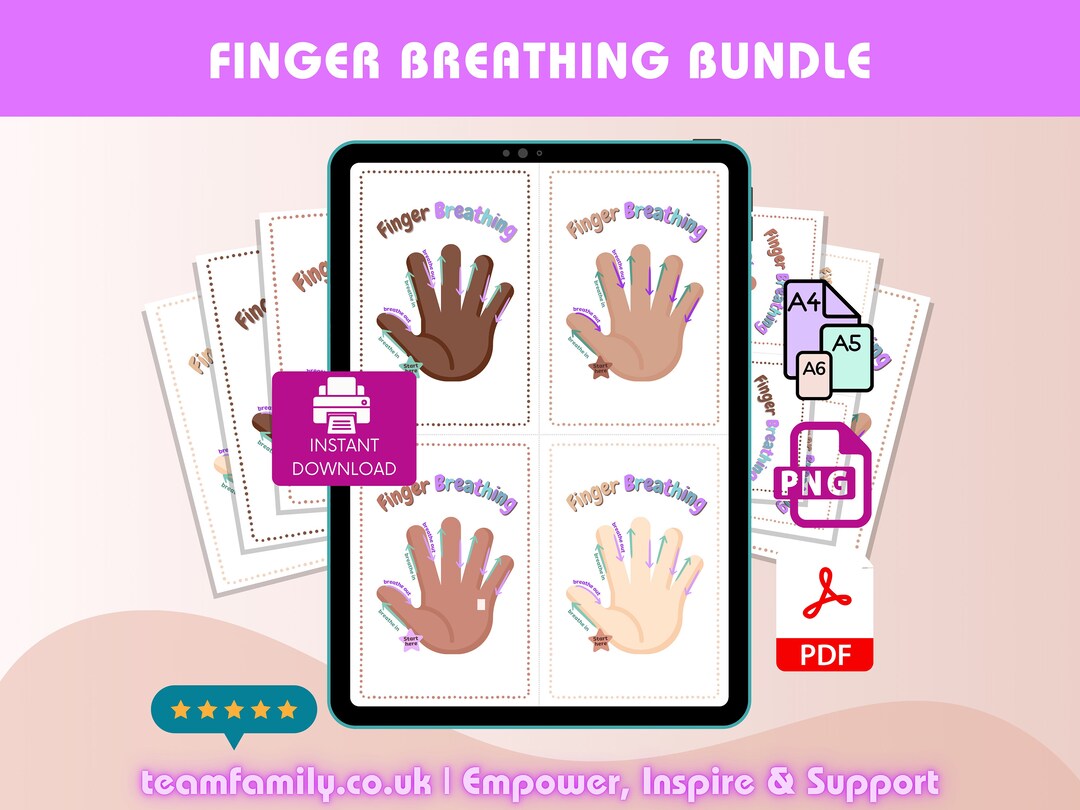 Finger Breathing Poster and Flashcards, Guided Breathing for Children ...