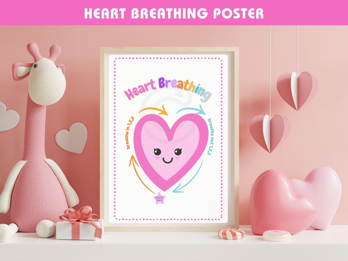 Heart Breathing Exercise Grounding Technique Poster for Children ...