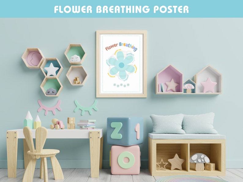 Mindful Flower Breathing Printable Set for Kids Calming Wall Art ...