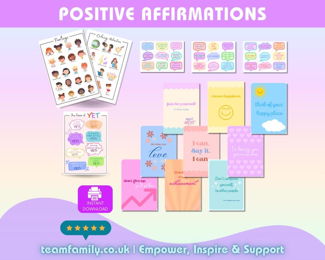 Positive Affirmations Bundle, Daily Positive Messages for Children - Etsy