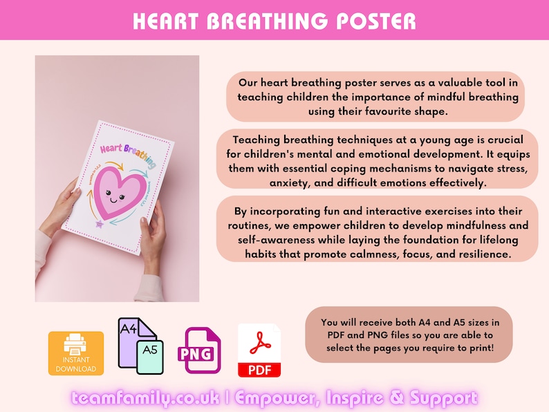 Heart Breathing Exercise - Grounding Technique Poster for Children ...