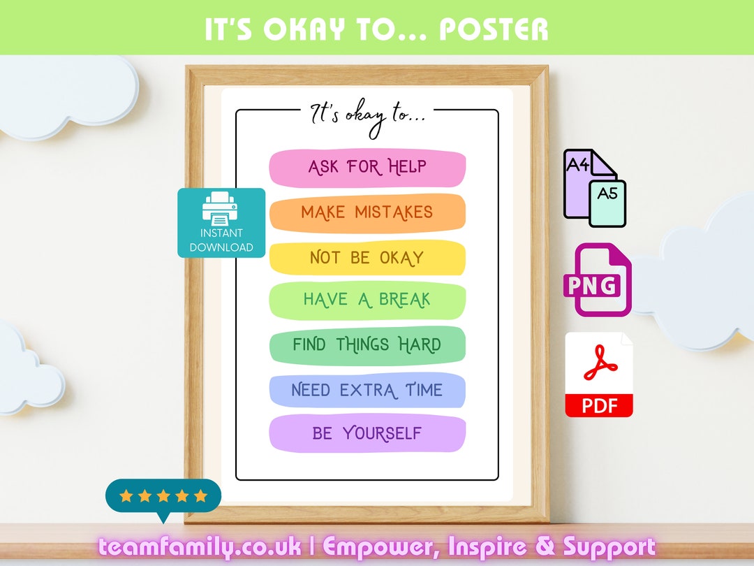 It's Okay to Print, Ask for Help Poster, Mistakes Are Okay, Promoting ...