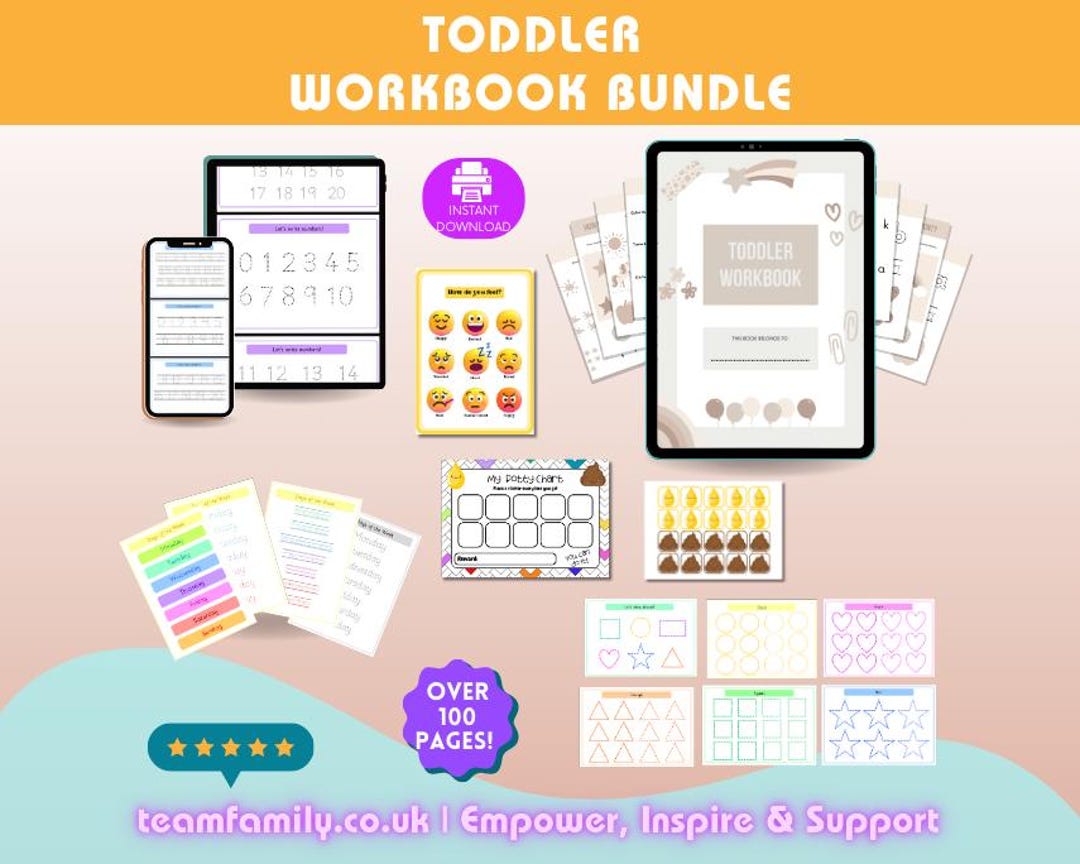 Toddler Tracing Workbook, Huge Bundle Over 100 Pages, Learning How to ...