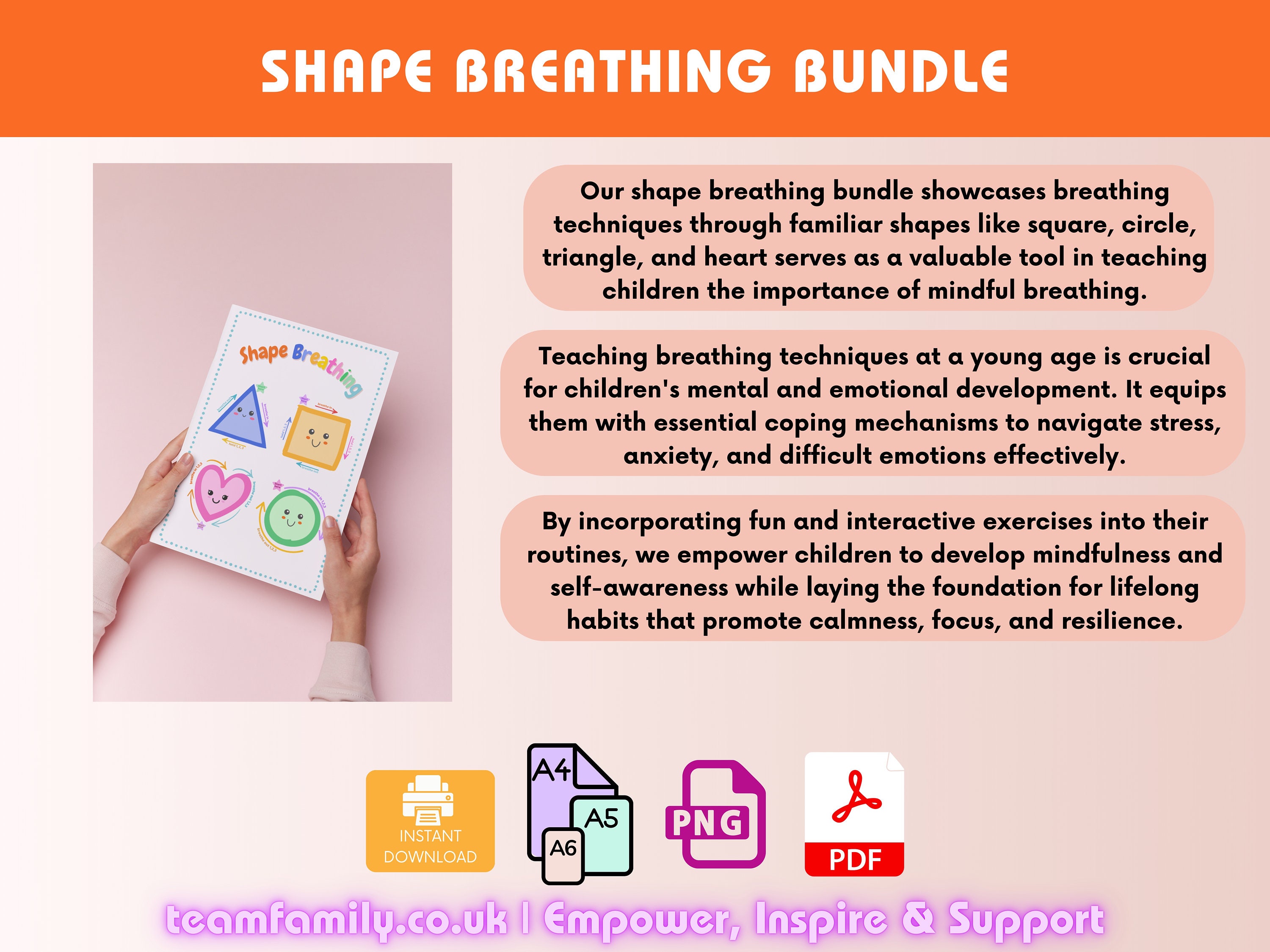 Shape Breathing Exercises Bundle, Kids Mindfulness Activities, Calm ...
