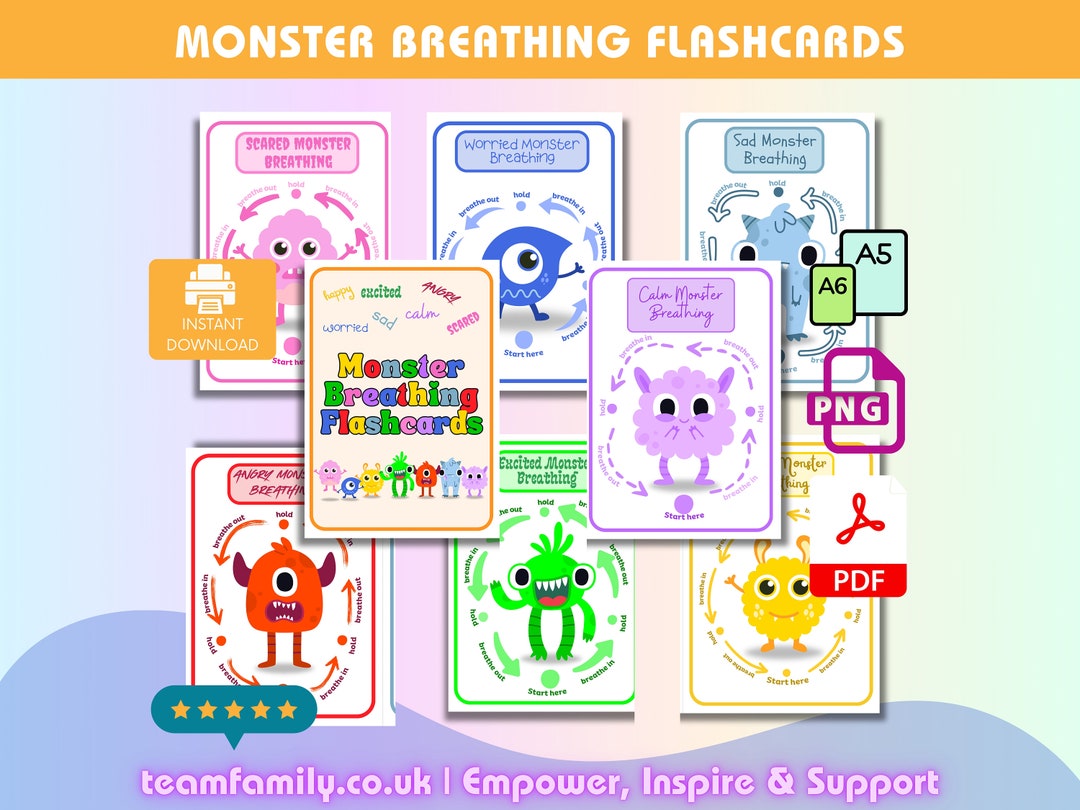 Breathing Flashcards for Kids, Grounding Techniques for Children ...