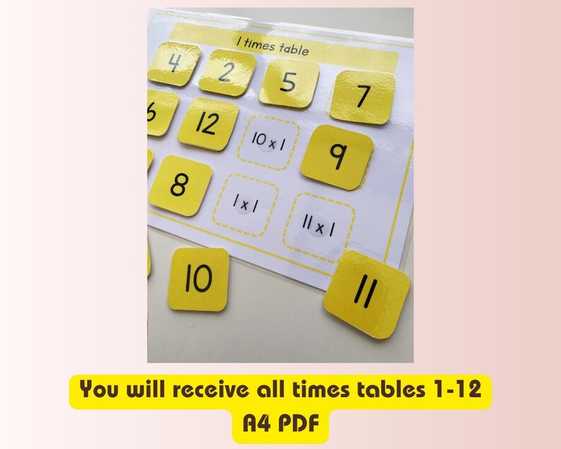 Times Tables Matching Mats, Full Set 1-12 Multiplications, Printable ...