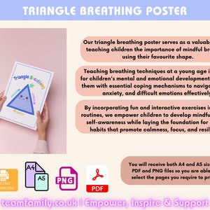 Triangle Breathing Exercise - Calming Grounding Technique Poster for ...