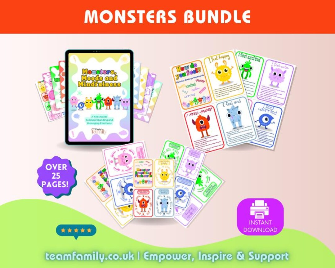 Learn About Emotions and Feelings, Monster Learning Bundle, Flashcards ...